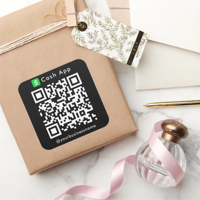 Cash App QR Code Payment Scan to Pay Black Square Sticker | Zazzle