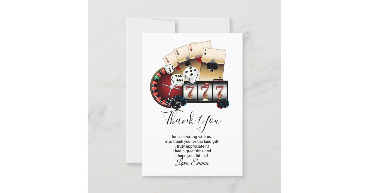 casino, poker thank you card | Zazzle