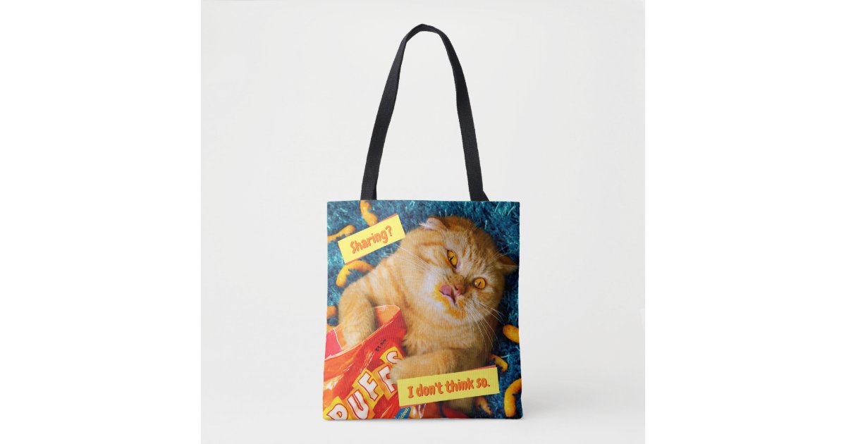 Cat Eating Cheese Puffs Tote Bag | Zazzle