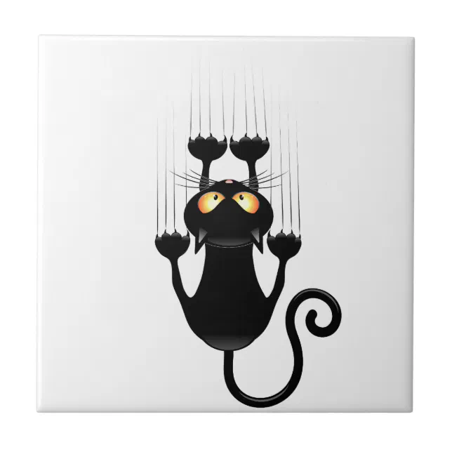 Cat Falling down fun cartoon character Tile | Zazzle