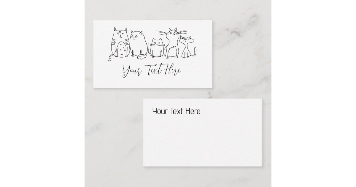 Cat gang Line Art Cartoon illustration Business Card | Zazzle