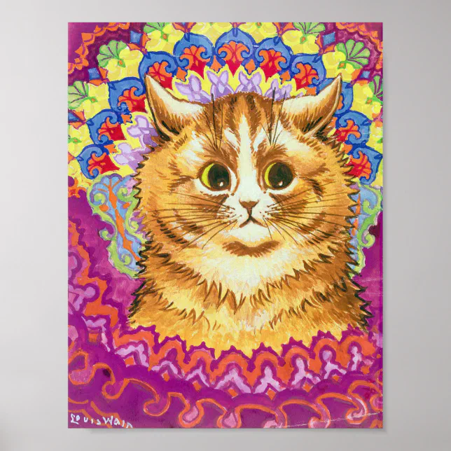 Cat in a Decorative Pattern, Louis Wain Poster | Zazzle