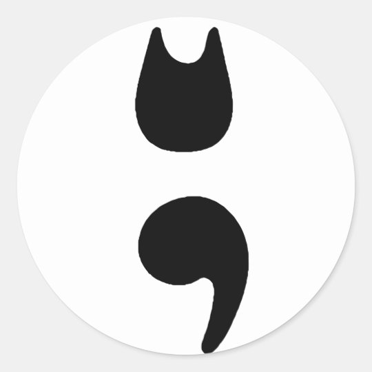 Cat Semicolon Sticker | Zazzle.co.uk