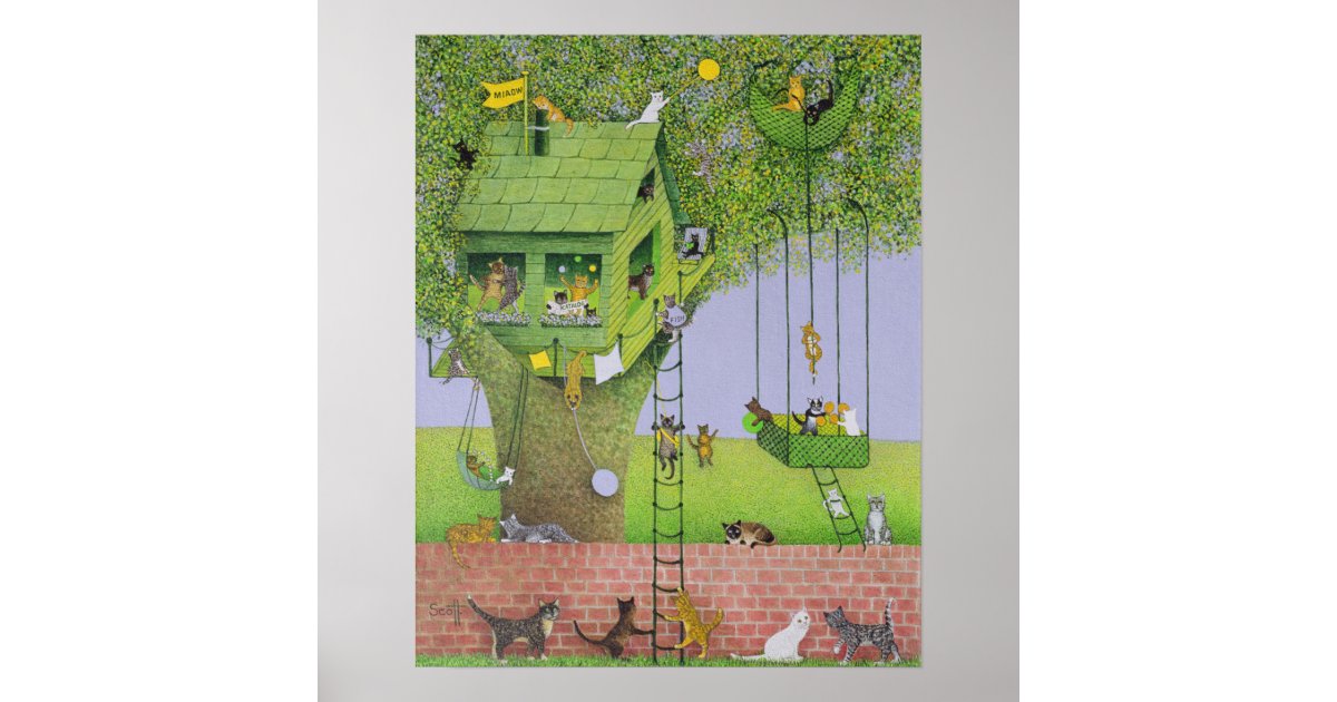 Cat Tree House Poster | Zazzle