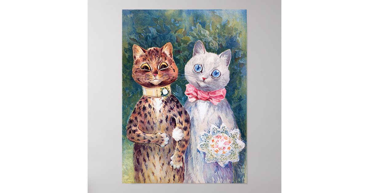 Cat Wedding, Marriage, Bride, Louis Wain Poster | Zazzle