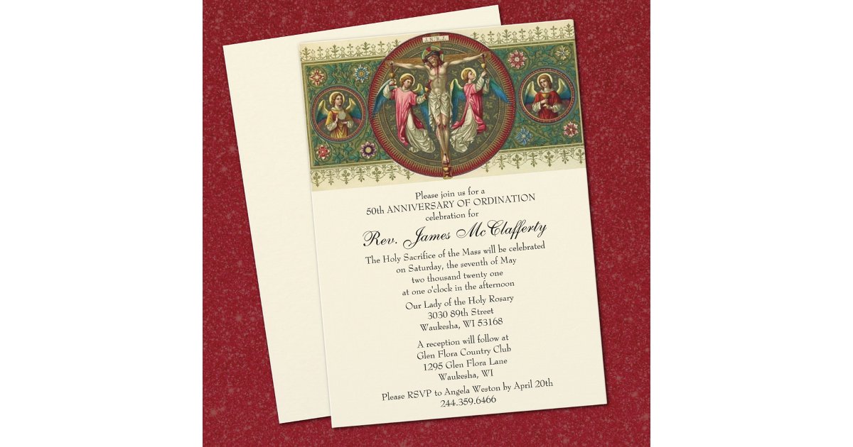 Catholic Elegant Priest Ordination Anniversary Invitation | Zazzle
