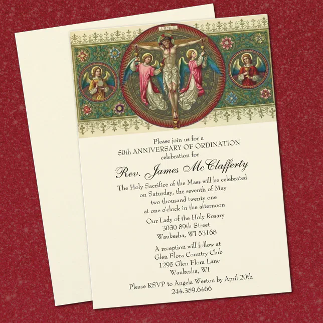 Catholic Elegant Priest Ordination Anniversary Invitation | Zazzle