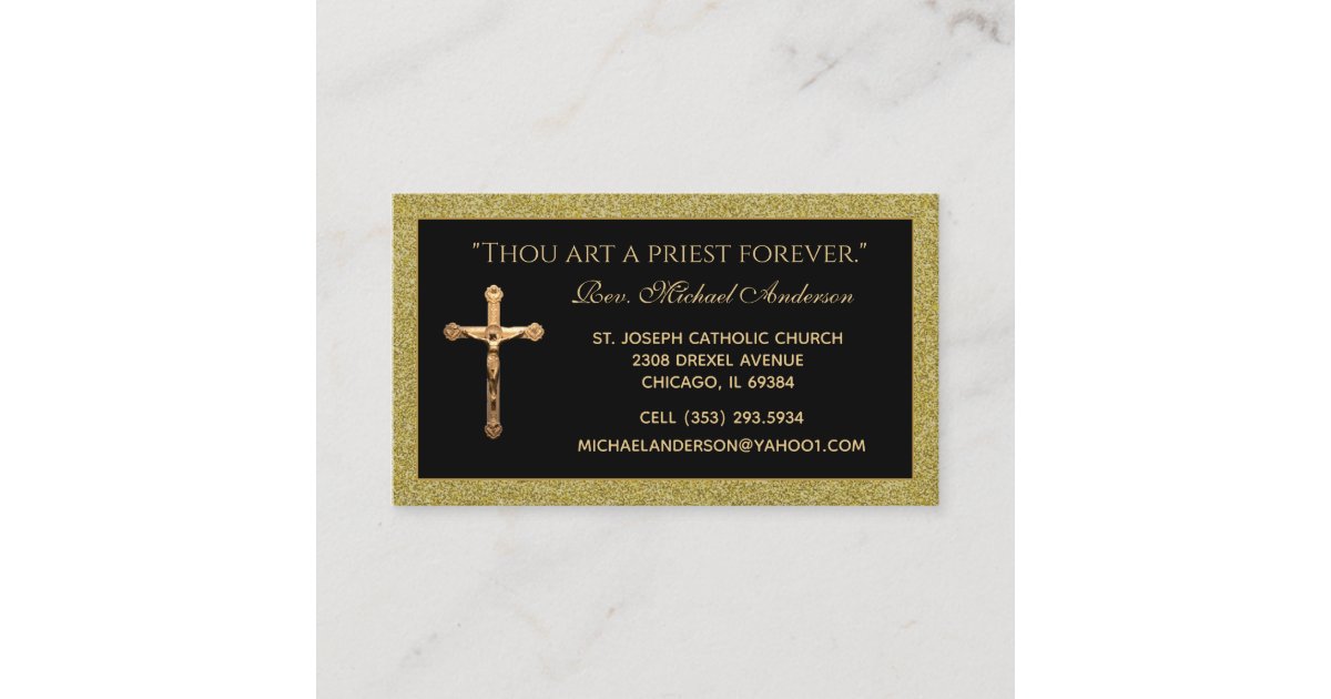 Catholic Priest Gold Crucifix Scripture Quote Business Card | Zazzle