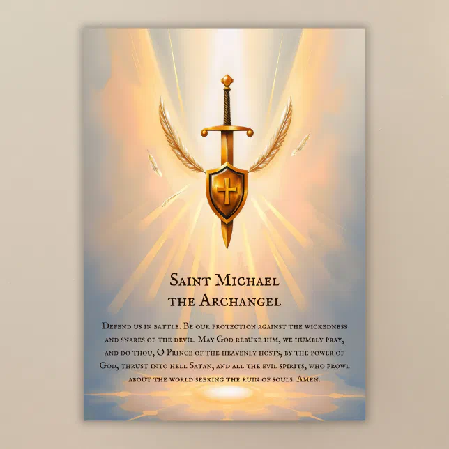 Catholic St. Michael the Archangel Prayer Card | Zazzle
