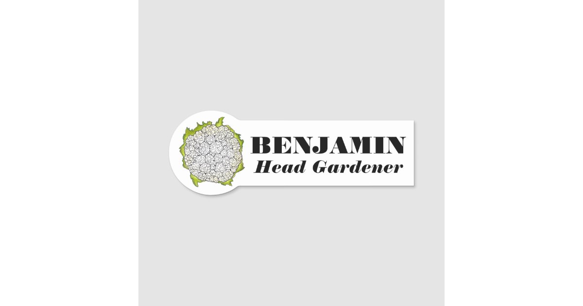 Cauliflower Head Florets Garden Vegetable Veg Name Tag | Zazzle