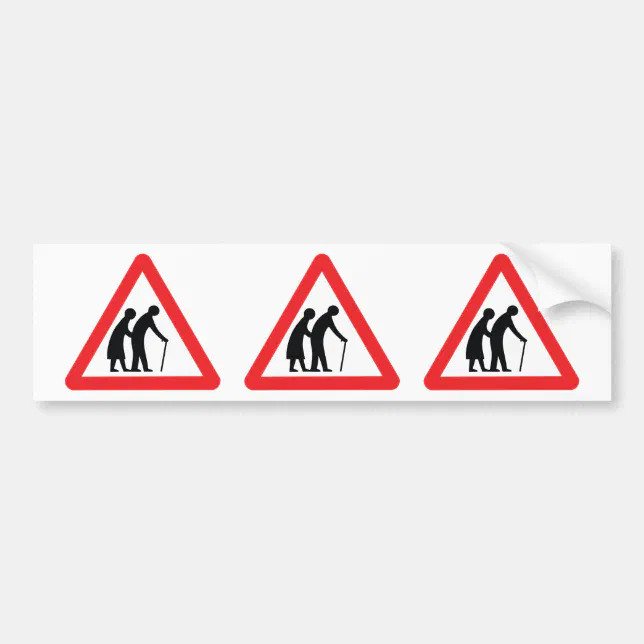 CAUTION Elderly People - UK Traffic Sign Bumper Sticker | Zazzle
