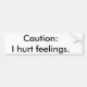 Caution: I hurt feelings Bumper Sticker | Zazzle