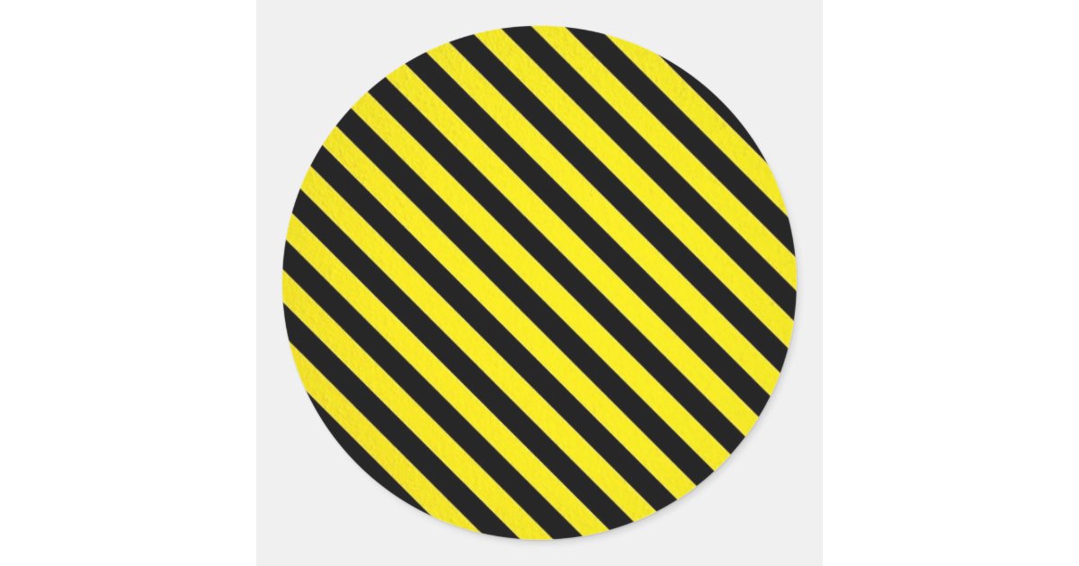 caution yellow black stripes under construction classic round sticker ...