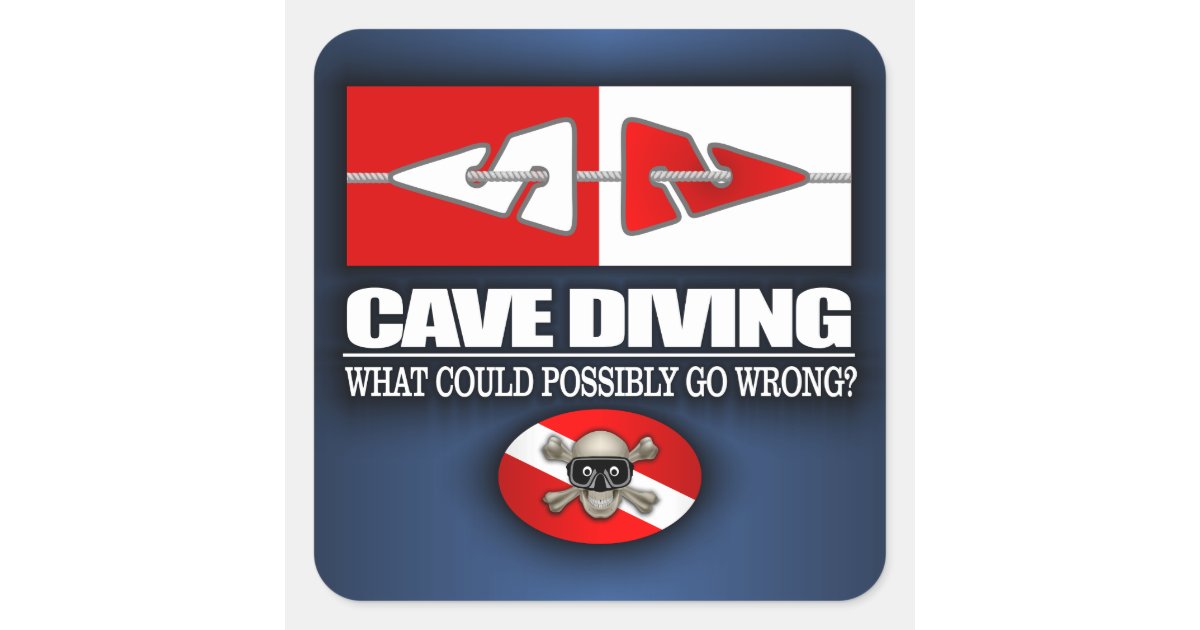 Cave Diving (Line Markers) Square Sticker | Zazzle