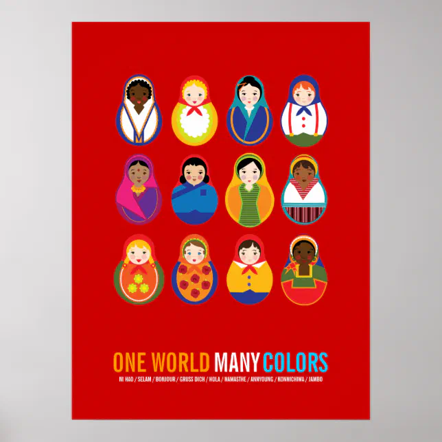 Celebrate Culture & Diversity One World Many Color Poster | Zazzle