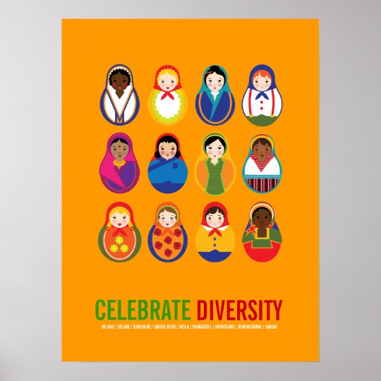 Celebrate Diversity Multicultural Day Poster | Zazzle.co.uk