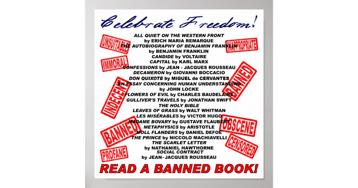 Celebrate Freedom! Read a BANNED Book! (stamp) Poster | Zazzle