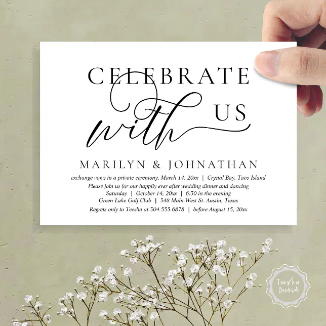 Celebrate with us Wedding Elopement Dinner Dancing Invitation | Zazzle