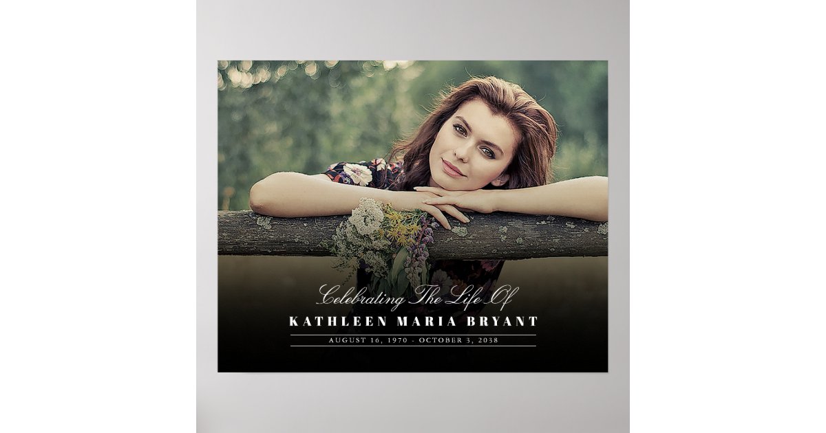 Celebration Of Life with Photo Funeral Horizontal Poster | Zazzle