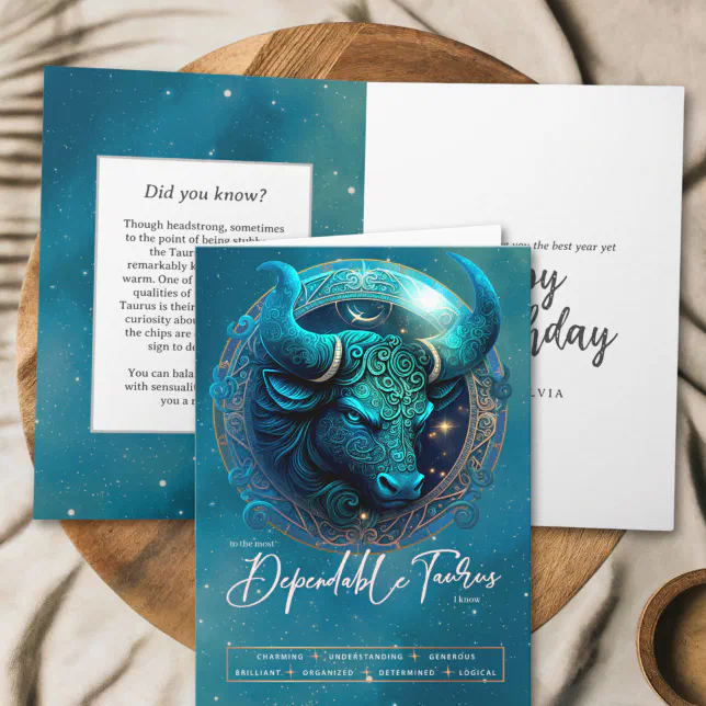 Celestial Bull Symbol Fantasy Taurus Sign Birthday Card | Zazzle