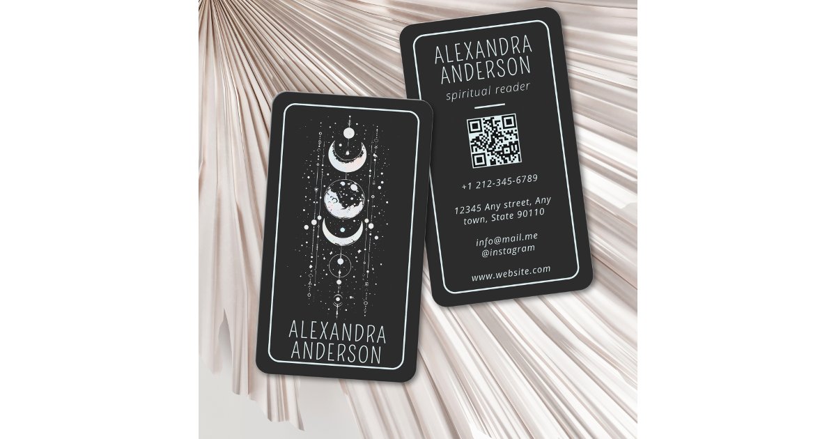 Celestial Moon Phases Mystical Holistic QR Code Business Card | Zazzle