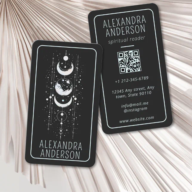 Celestial Moon Phases Mystical Holistic QR Code Business Card | Zazzle