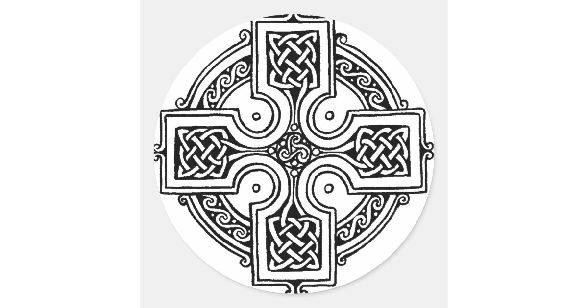 Celtic cross pattern classic round sticker | Zazzle