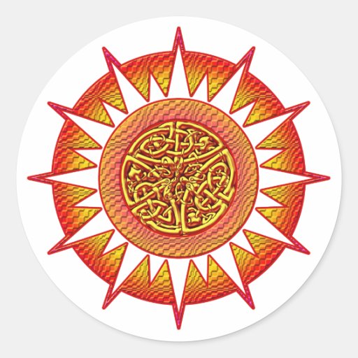 Celtic Sun 3 Round Stickers | Zazzle
