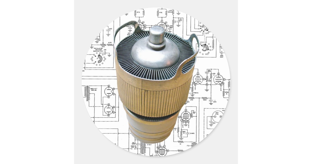 Ceramic Transmitting Tube Schematic Classic Round Sticker | Zazzle