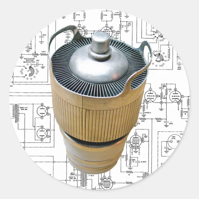 Ceramic Transmitting Tube Schematic Classic Round Sticker | Zazzle