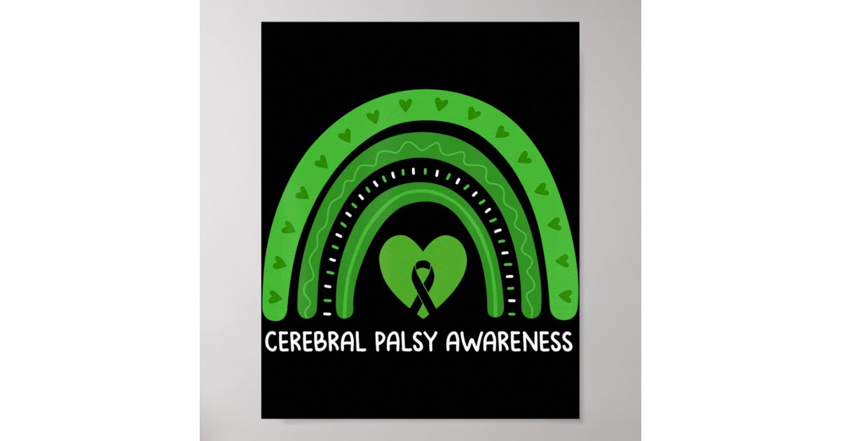 Cerebral Palsy Awareness Month Retro Rainbow Brain Poster | Zazzle