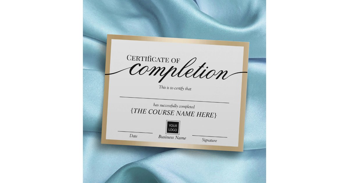 Certificate of Completion Gold Frame Award | Zazzle