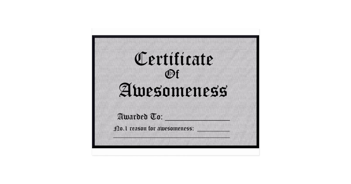 Certified Awesome Postcard | Zazzle.co.uk