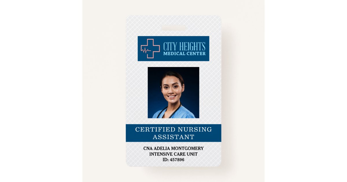 Certified Nursing Assistant CNA Name Photo ID Logo ID Badge | Zazzle
