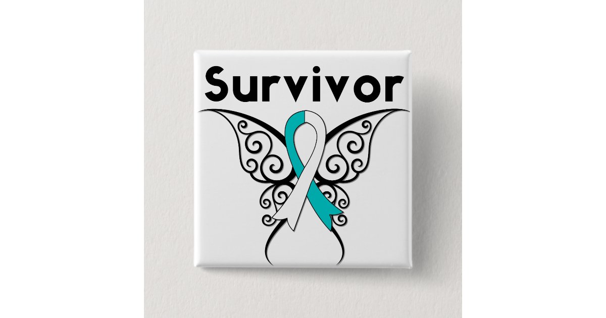 Cervical Cancer Survivor Tribal Butterfly 15 Cm Square Badge | Zazzle