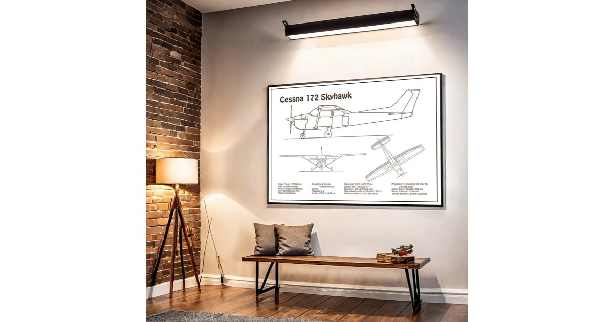 Cessna 172 Skyhawk - Aeroplane Blueprint Plans BD Poster | Zazzle