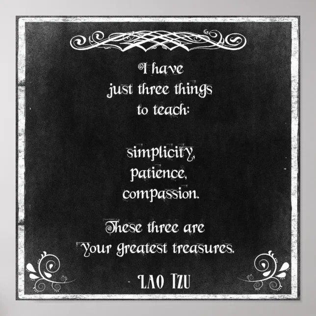 Chalkboard Design with Lao Tzu Inspirational Quote Poster | Zazzle