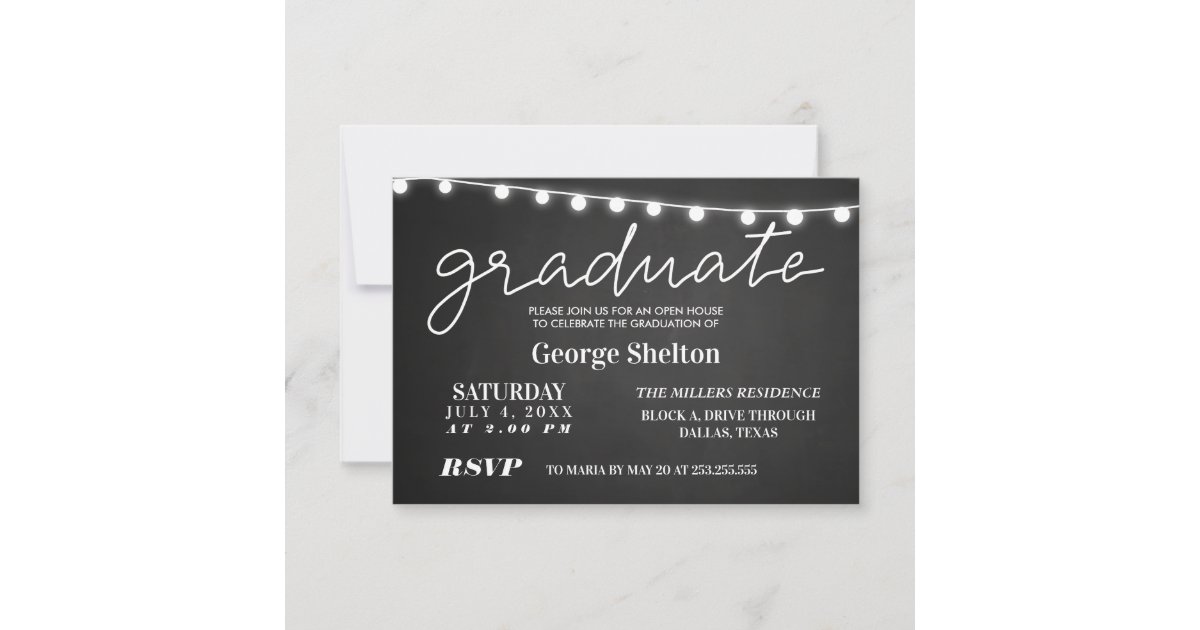 Chalkboard Open House Graduation Party Invitation | Zazzle