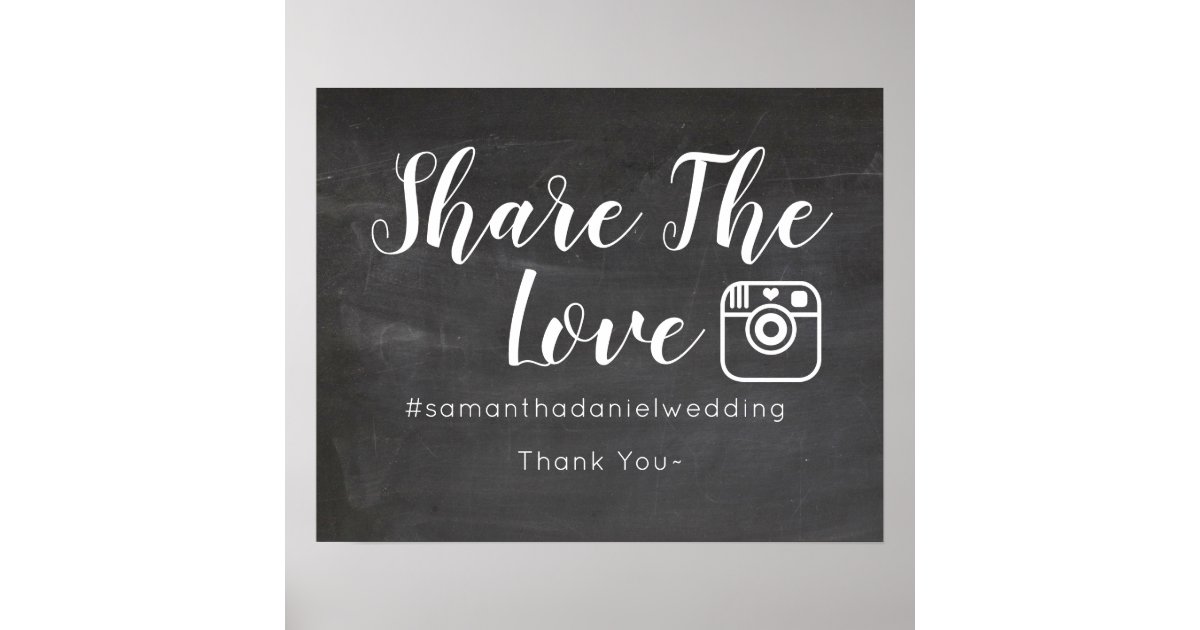 Chalkboard Wedding Instagram sharing sign | Zazzle