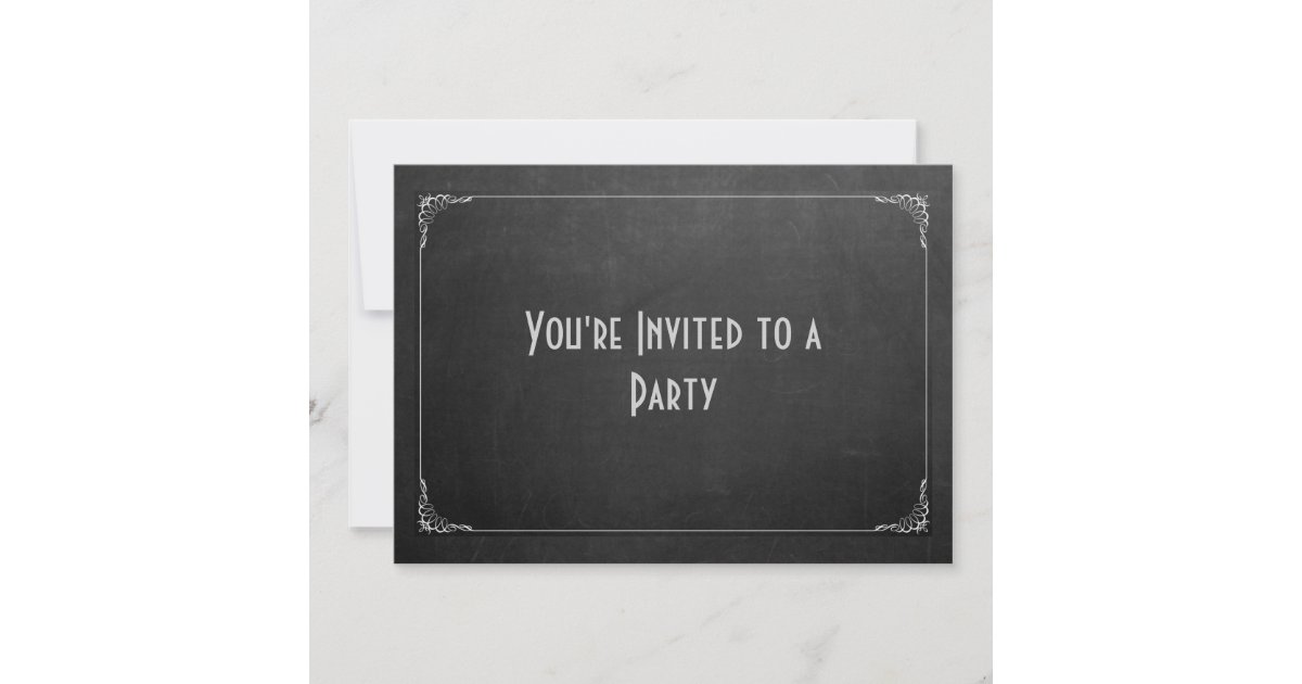 Chalkboard with Famcy Border Generic Party Invitation | Zazzle