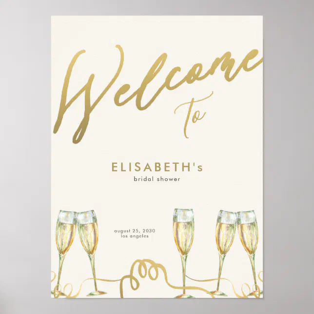 Champagne brunch bubbly bridal shower welcome sign | Zazzle