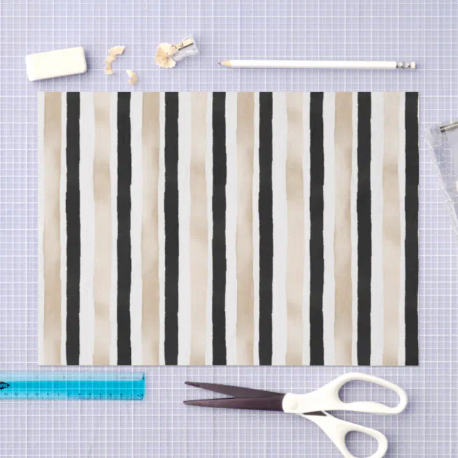 Champagne Cream Black White Stripes Wedding Tissue Paper | Zazzle