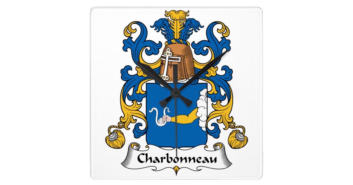 Charbonneau Family Crest Square Wall Clock | Zazzle.co.uk