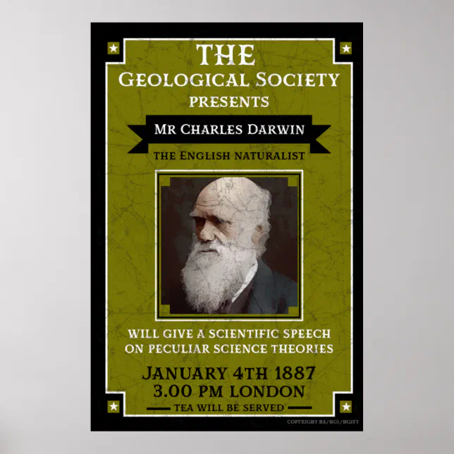 Charles Darwin Vintage Repro Retro Wall Art | Zazzle