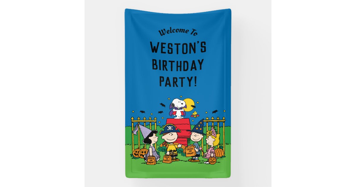 Charlie Brown and Gang Halloween Birthday Party Banner | Zazzle