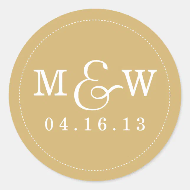 Charming Wedding Monogram Sticker - Gold | Zazzle