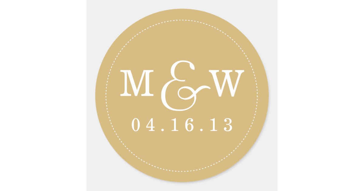 Charming Wedding Monogram Sticker - Gold | Zazzle
