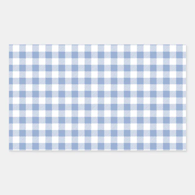 Checked Blue Gingham Classic Pattern Rectangular Sticker | Zazzle