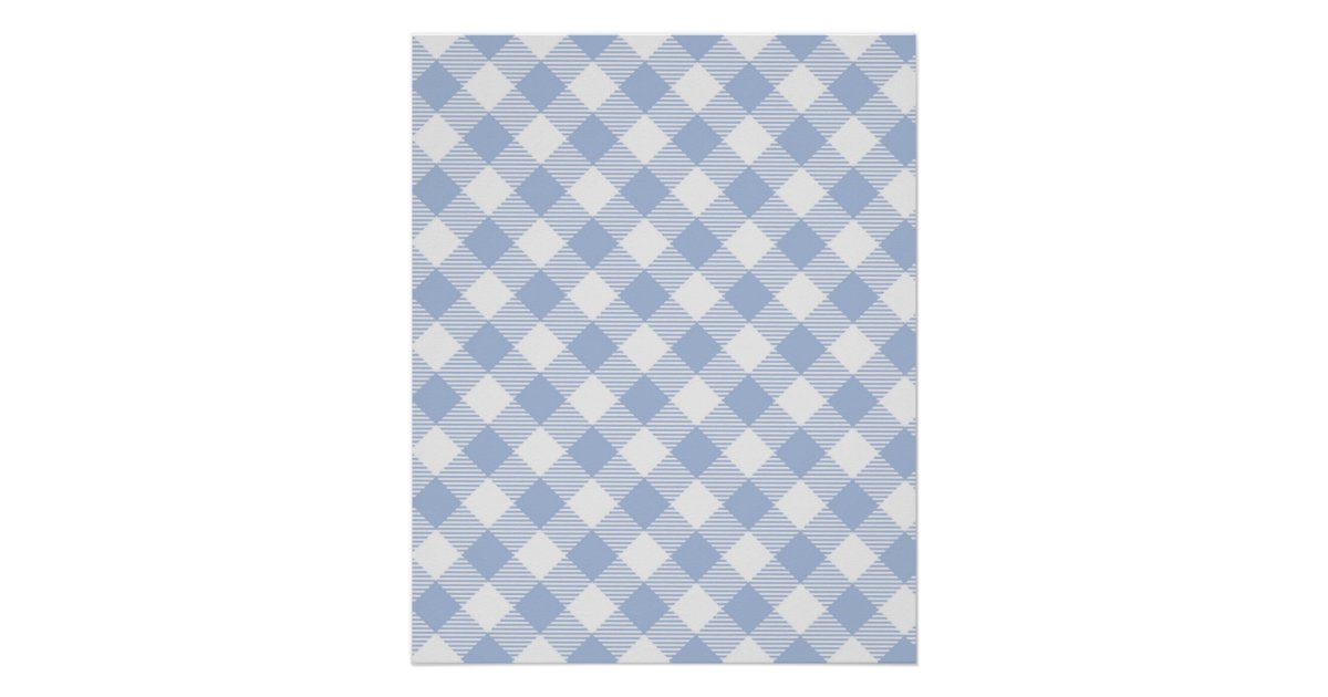 Checked Blue Gingham Classic Poster | Zazzle