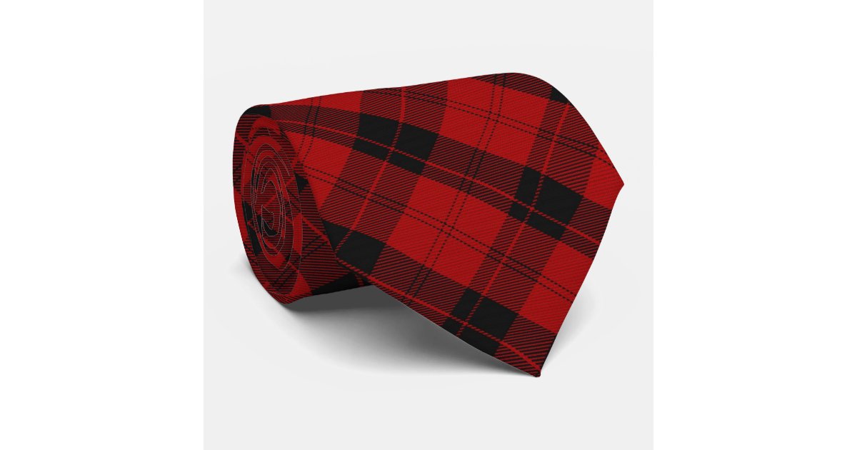 Checkered Christmas Red Buffalo Plaid Tie | Zazzle